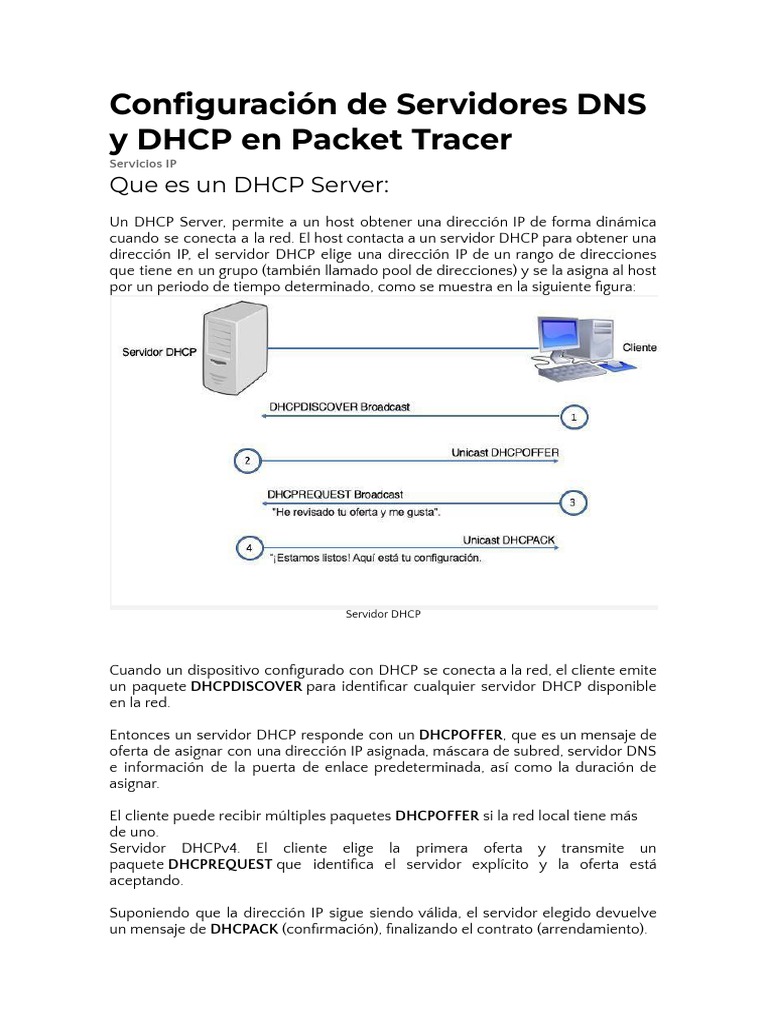 Configuración de DNS y DHCP en Packet Tracer | PDF | Dirección IP ...