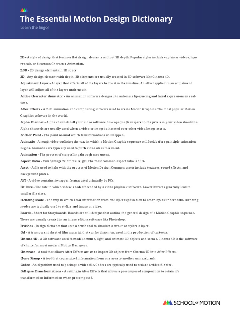 The Essential Motion Design Dictionary | PDF