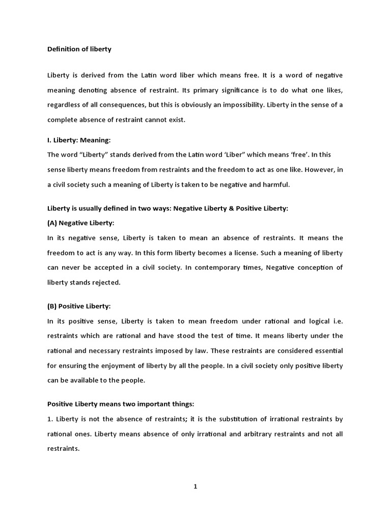 Definition of Liberty | PDF | Liberty | Rationality