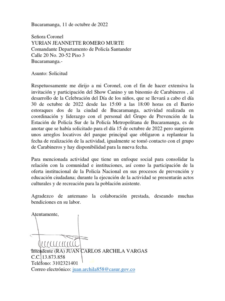 Solicitud Comando Desan Show Canino Dia de Los Niños Estoraques | PDF | Ciencias sociales