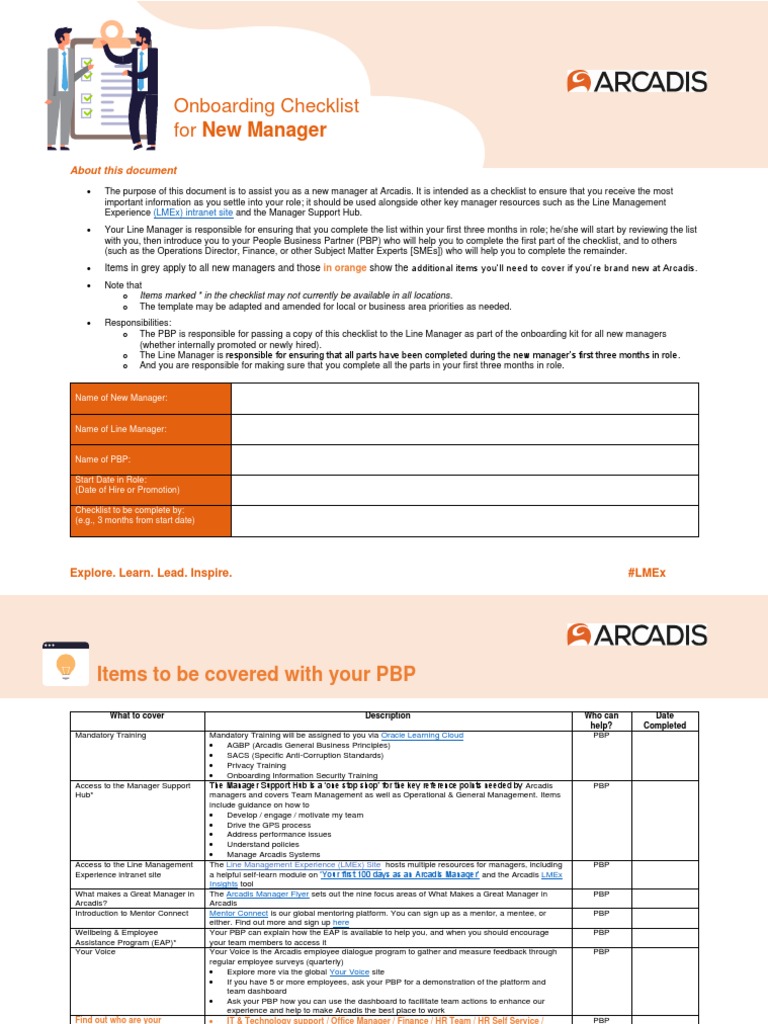 New Managers Onboarding Checklist V3 | PDF | Mentorship | Cloud Computing