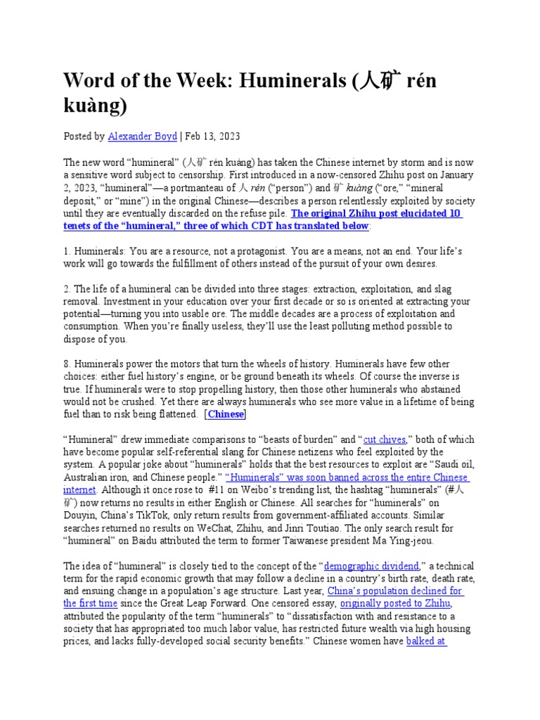 Word of The Week | PDF | Mining | Economies