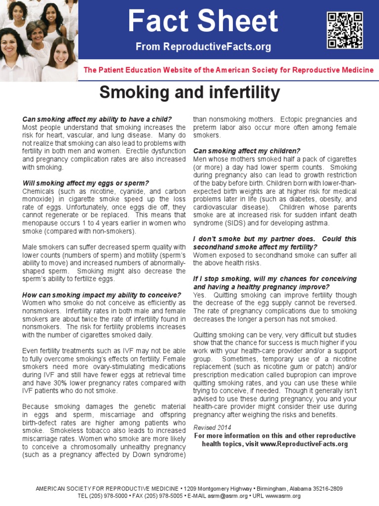 smoking and infertility factsheet | PDF | Smoking | Smoking Cessation