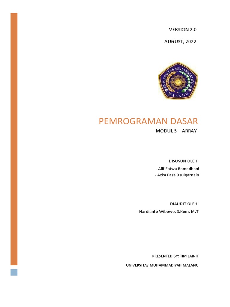 Pemrograman Dasar: Array dan Implementasi | PDF