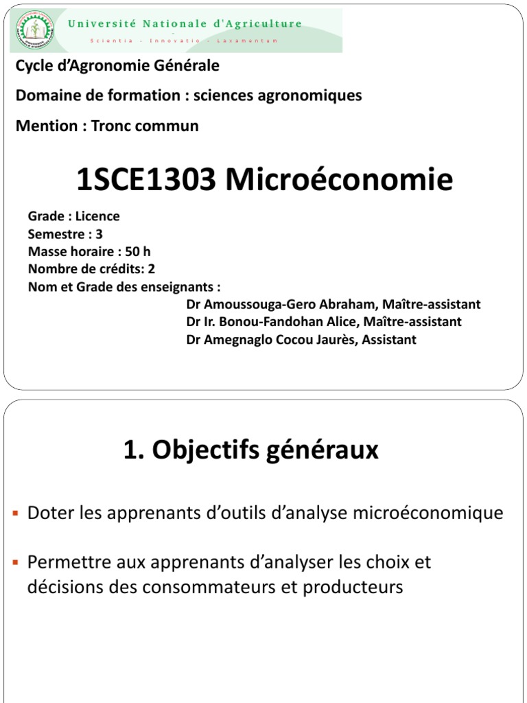 Cours de Micro-Économie - Complet - 2021-2022 | PDF | Utilité (économie) | Fonction de production
