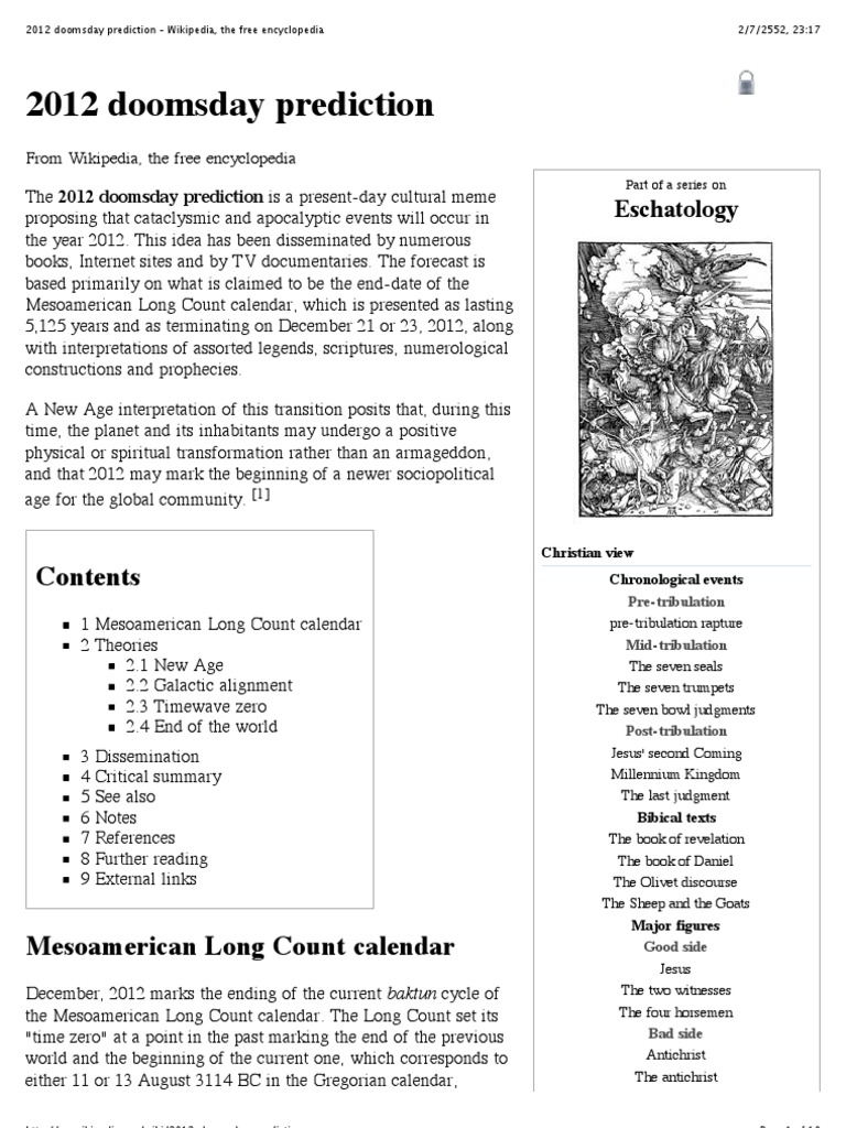 2012 Doomsday Prediction - Wikipedia, The Free Encyclopedia | PDF ...