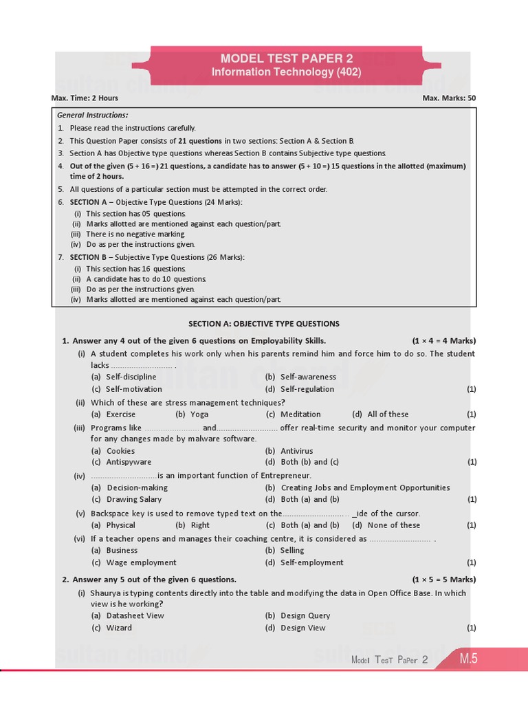 Model Test Paper for Employability Skills | PDF