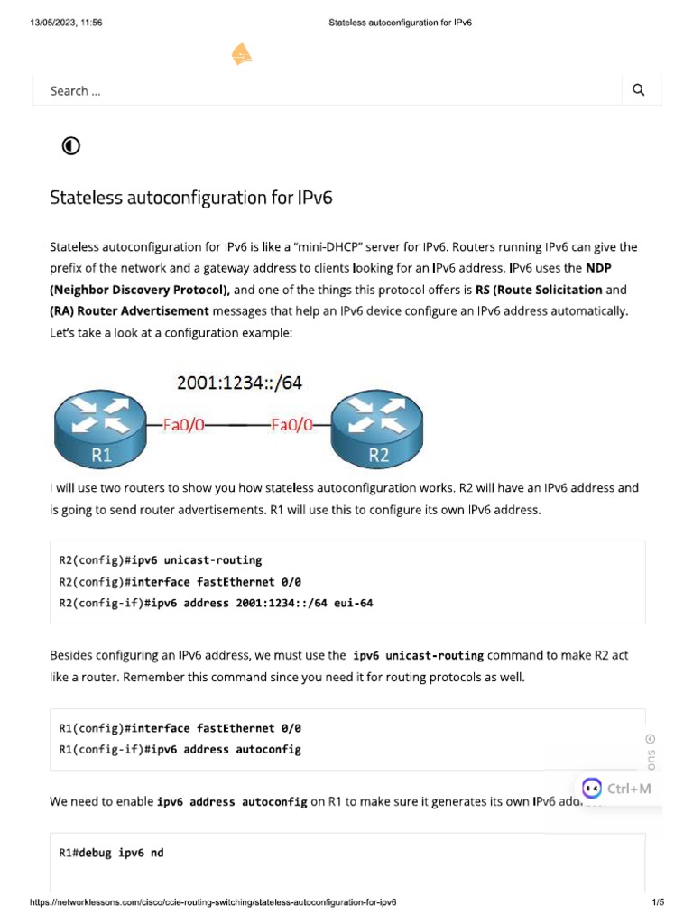 Stateless Autoconfiguration For IPv6 | PDF