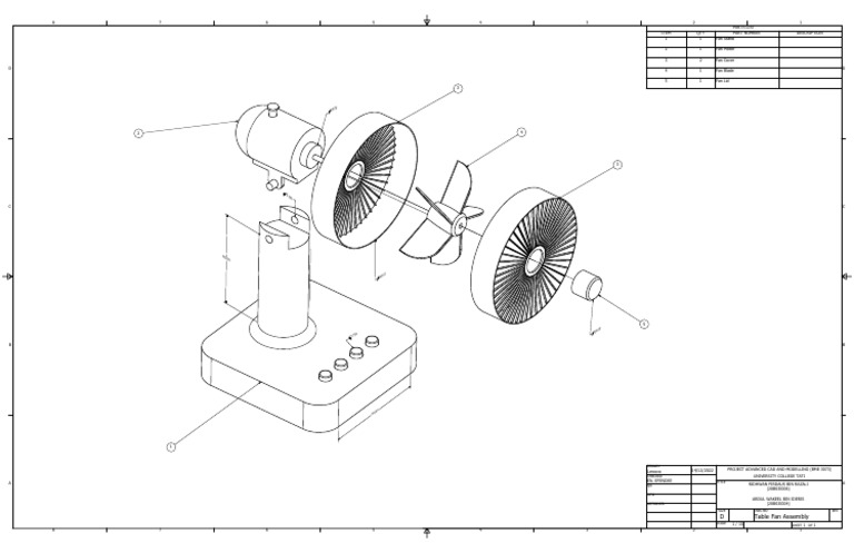 Table Fan Assembly Drawing | PDF