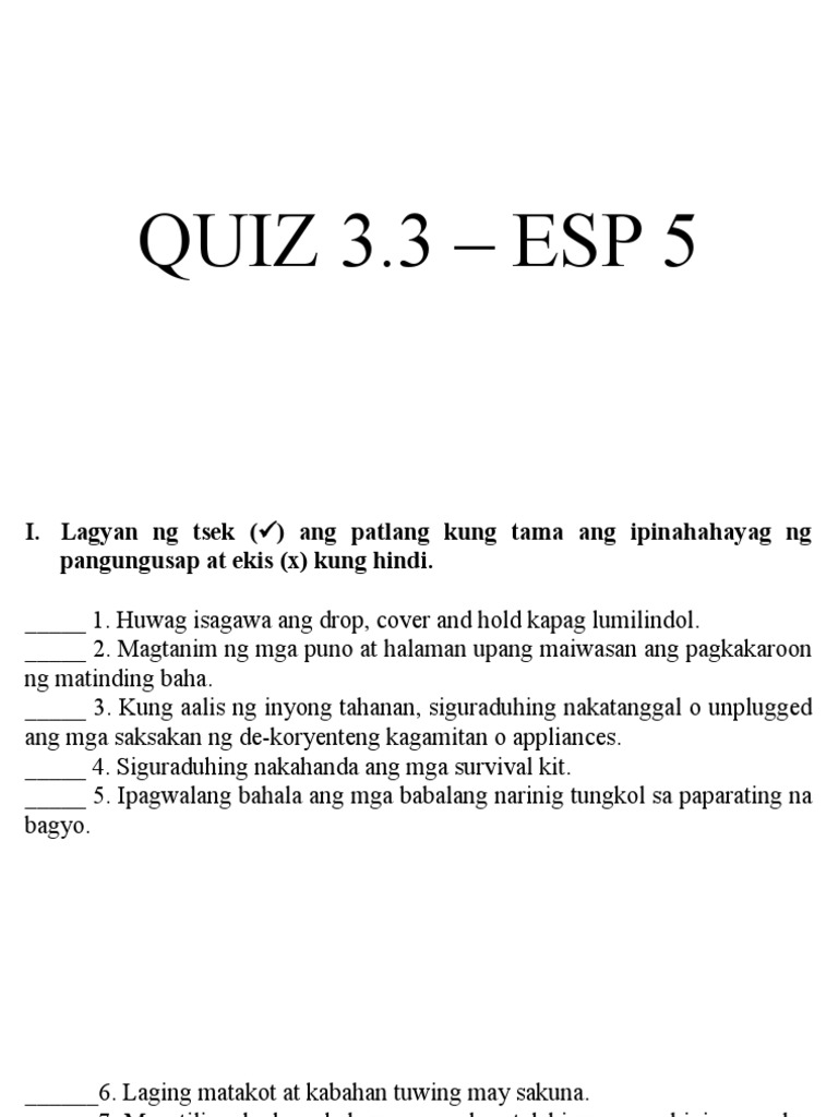 Quiz 3.3 - Esp 5 | PDF