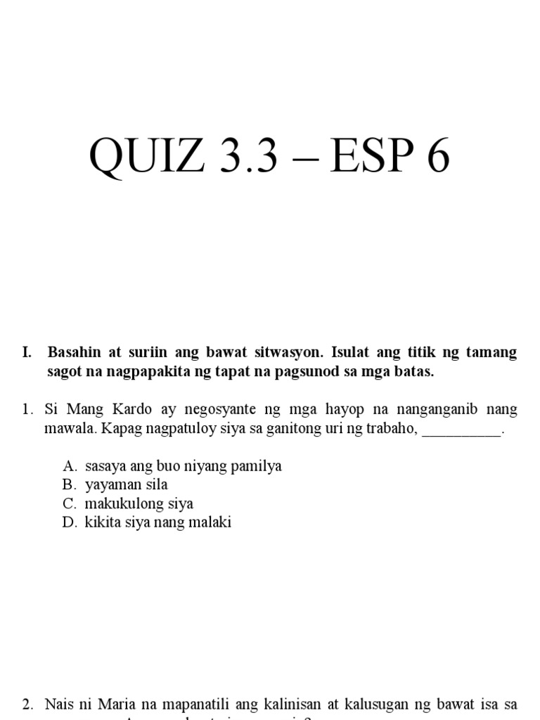 Quiz 3.3 - Esp 6 | PDF