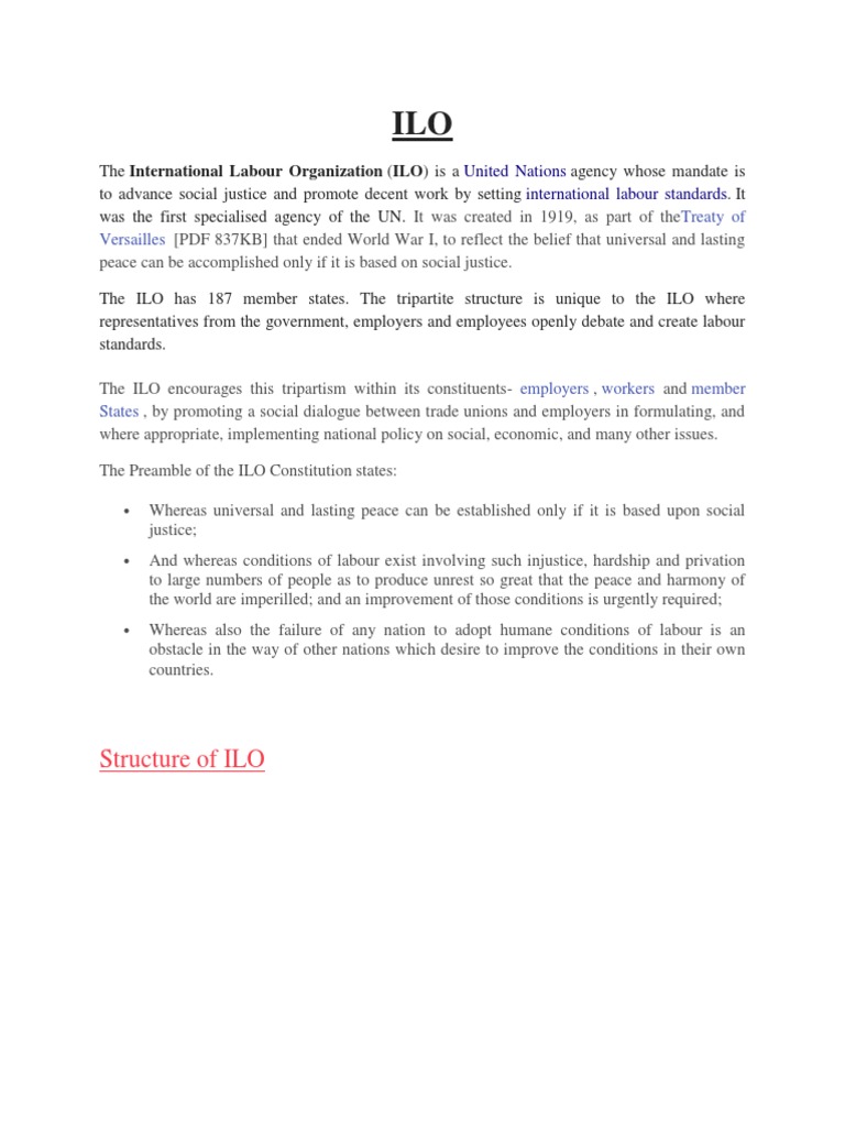 Structure of ILO | PDF | International Labour Organization | Labour Law