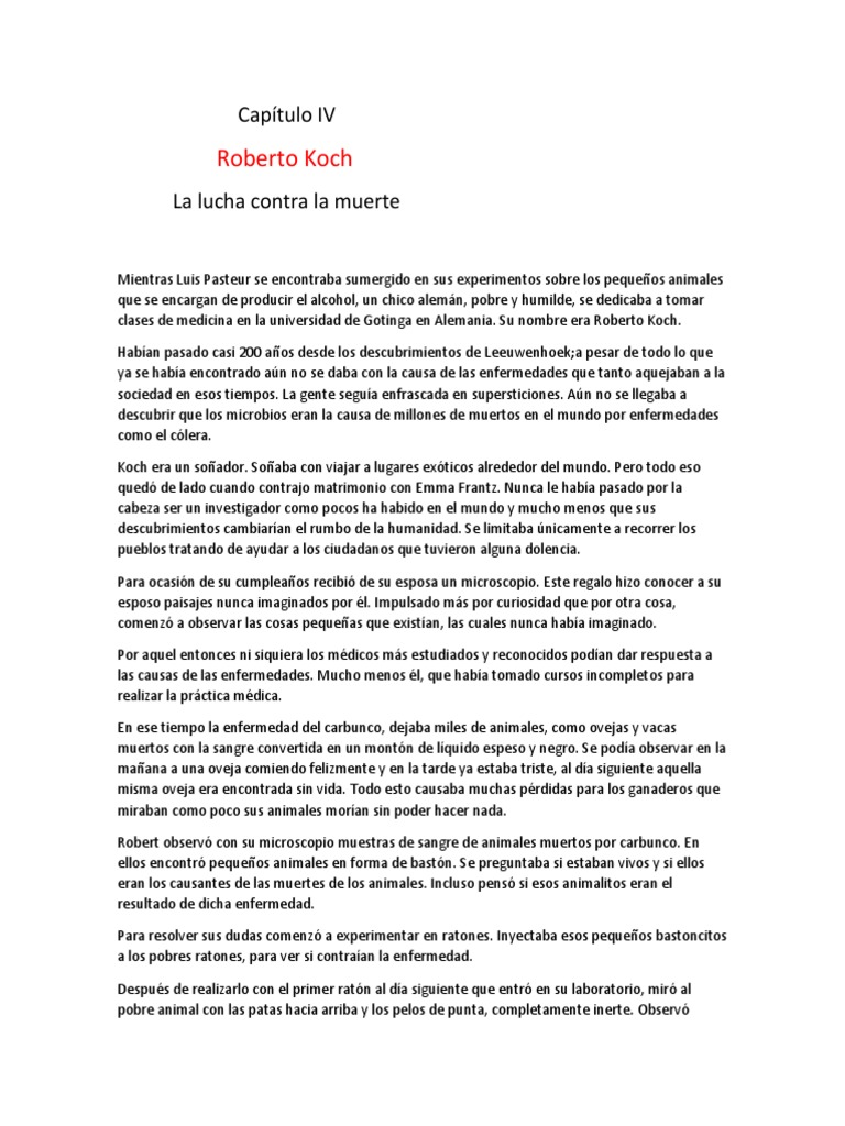 Roberto Koch | PDF | Microorganismo | Luis Pasteur