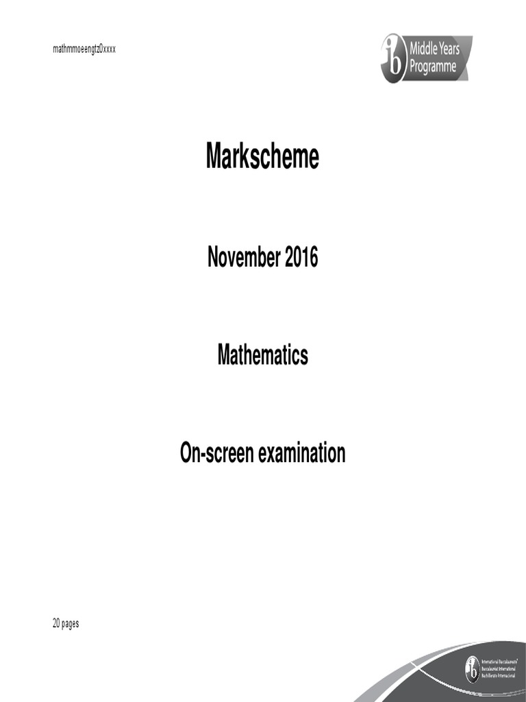 N16 Mathematics Markscheme | PDF | Area | Equations