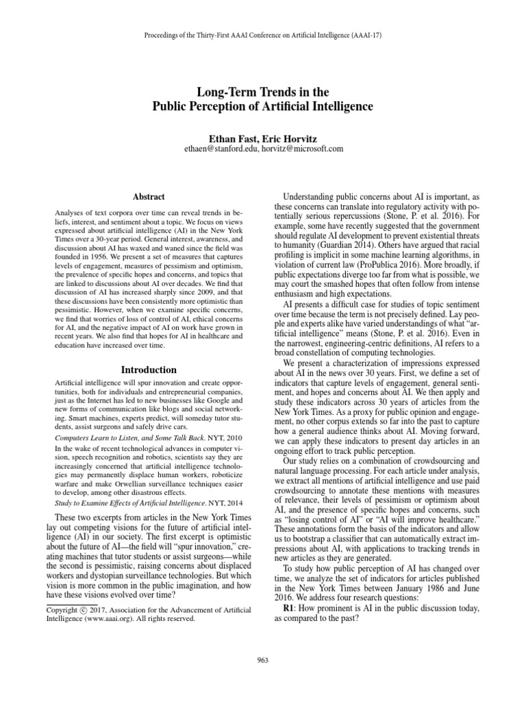 Long-Term Trends in The Public Perception of Artificial Intelligence | PDF | Artificial ...