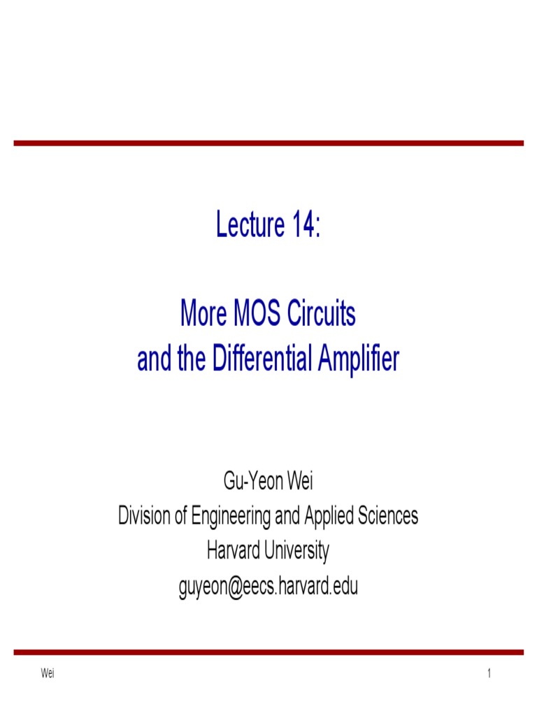 Lect 14 Diff Pair | PDF | Amplifier | Mosfet