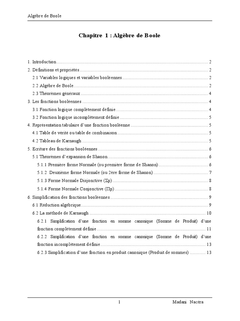 Chapitre1 - Logique Boolèenne | PDF