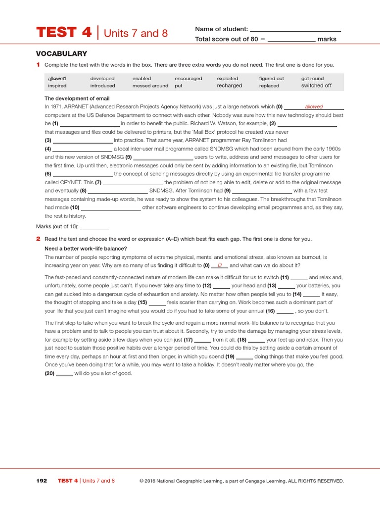 Keynote UpperInt Test4 Units7and8 | PDF