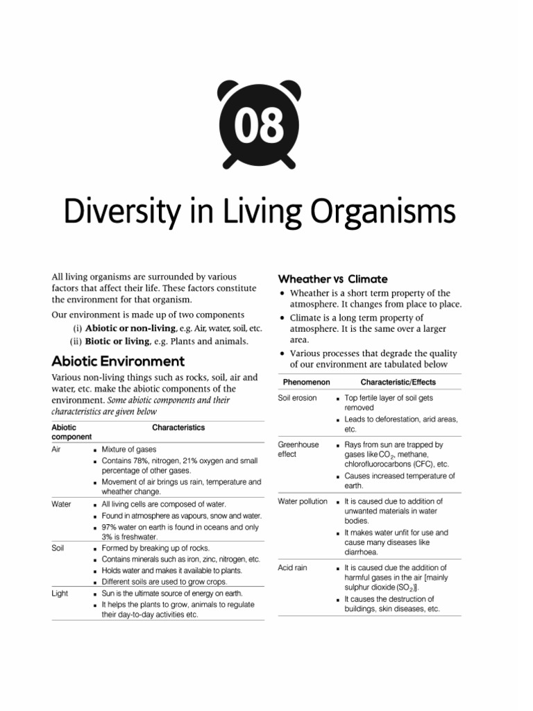 Diversity in Living Organisms | PDF