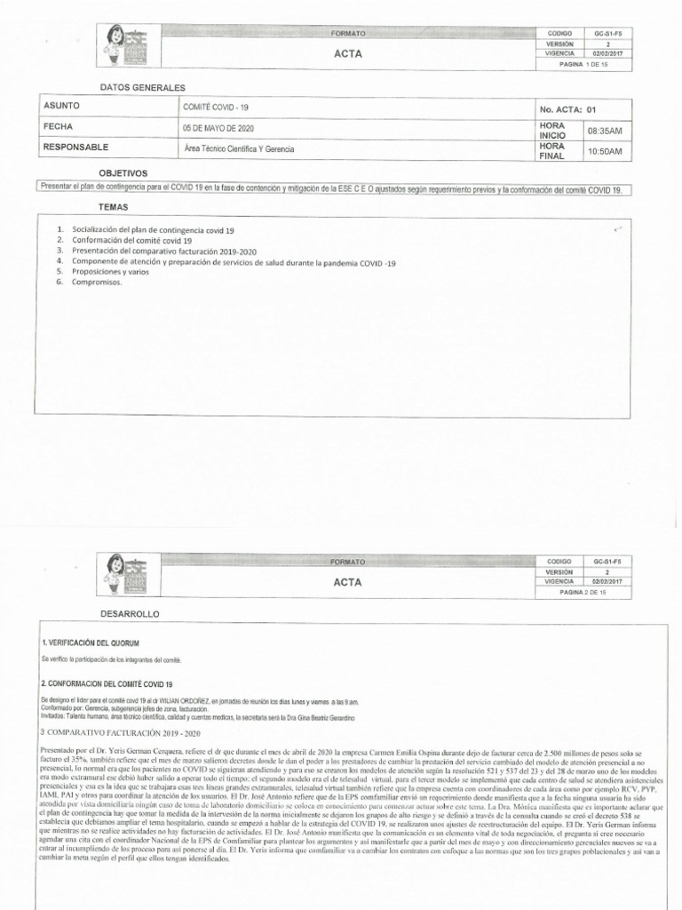 Acta 01 Covid19 | PDF