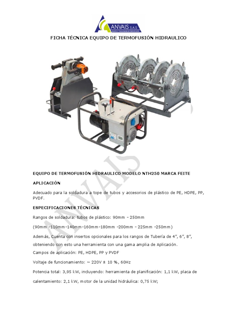 Ficha tecnica maquina termofusion | PDF