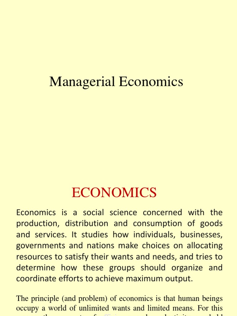 Managerial Economics- Lecture 1 | PDF | Economics | Microeconomics