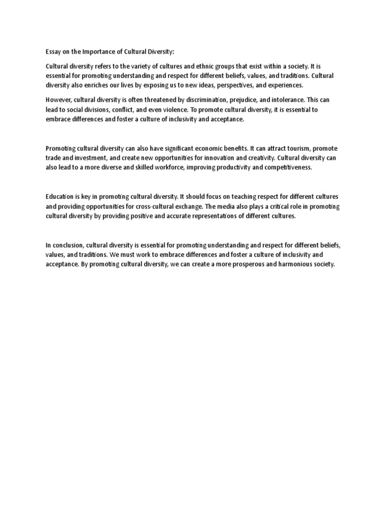 Essay On The Importance of Cultural Diversity | PDF