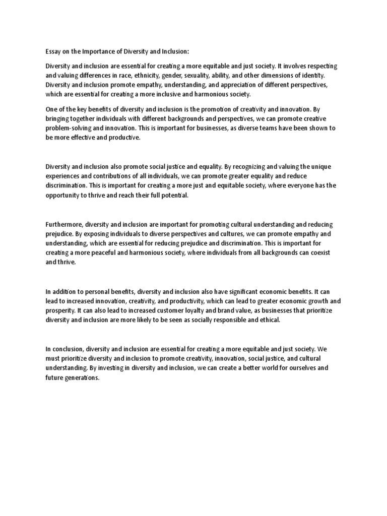 Importance of Diversity and Inclusion | PDF