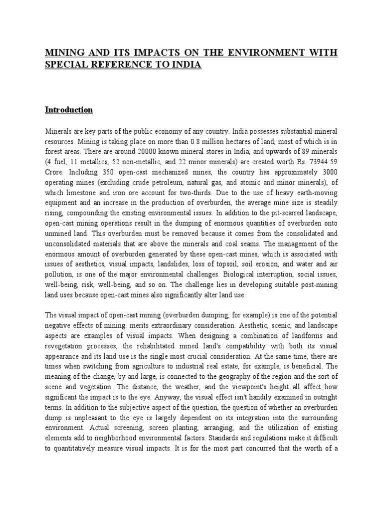 Mining in India and Its Environmental Issues | PDF | Surface Runoff ...