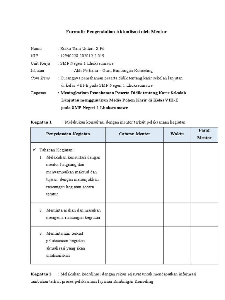 Formulir Mentor | PDF