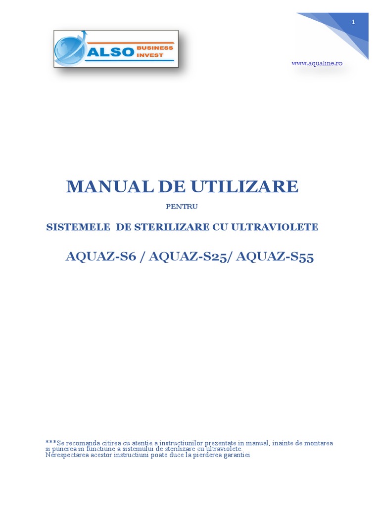 Manual de Utilizare Sterilizatorul Uv3945 | PDF