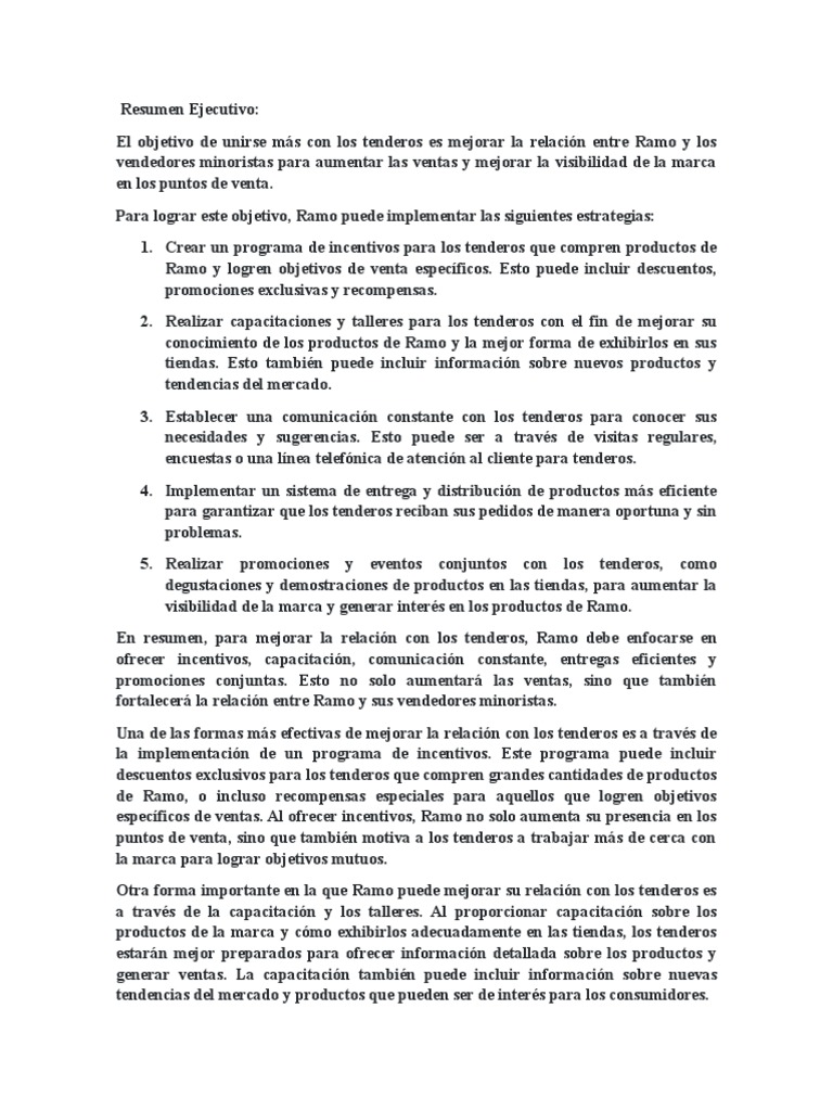 Resumen Ejecutivo RAMO | PDF