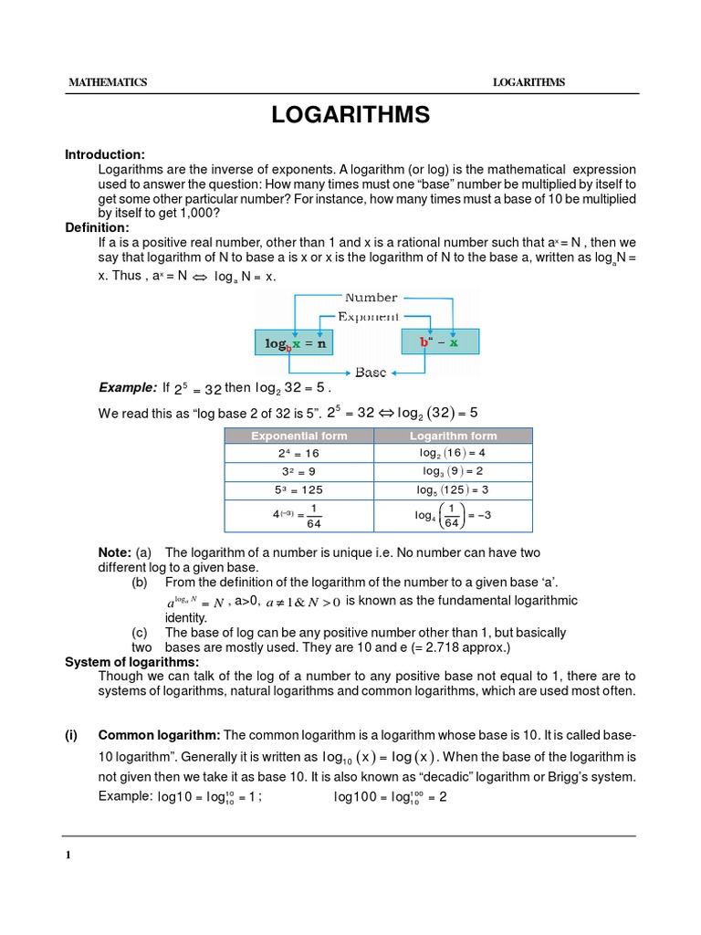 LOGARITHMS | Download Free PDF | Logarithm | Equations