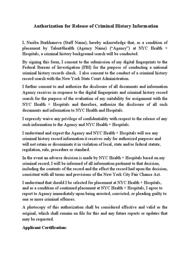 Background Authorization | PDF | Criminal Record | Justice