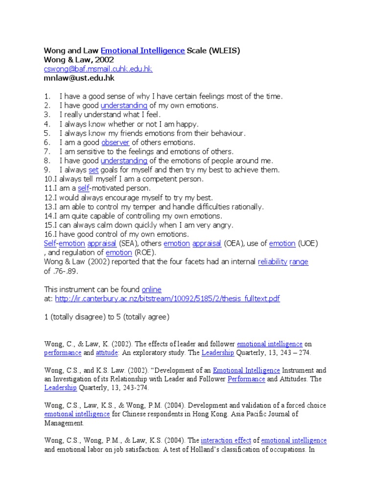 Psychological Scales | PDF | Emotions | Emotional Intelligence