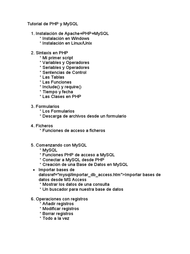Tutorial de PHP y MySQL | PDF | Php | Mi sql Tutorial de PHP y MySQL | PDF | Php | Mi sql