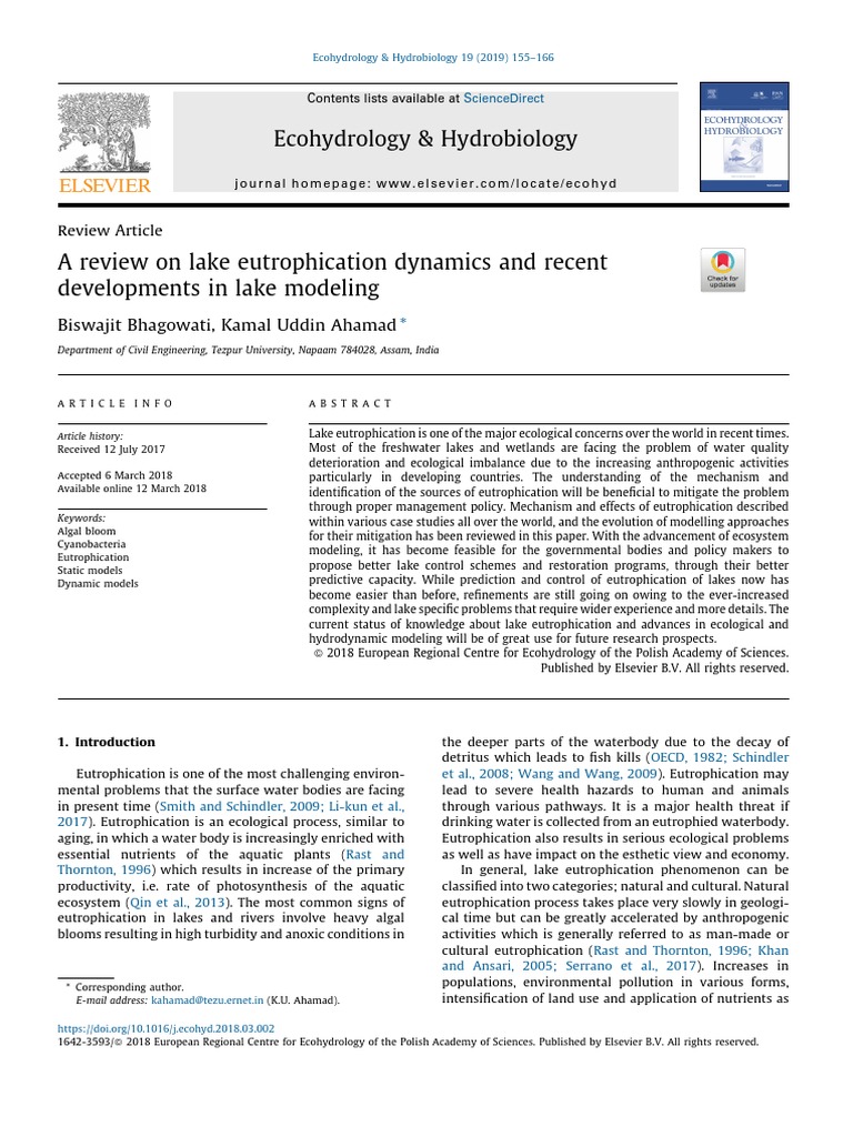 Paper 1 - Bhagowati, 2019 - Lake Eutrophication Dynamics | Download Free PDF | Eutrophication ...