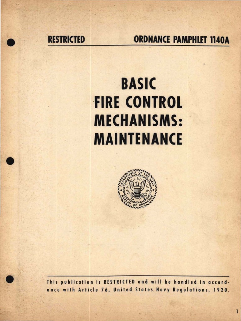 Basic Fire Control Mechanisms, Manitenacs - Op1140a-1 | PDF | Gear ...