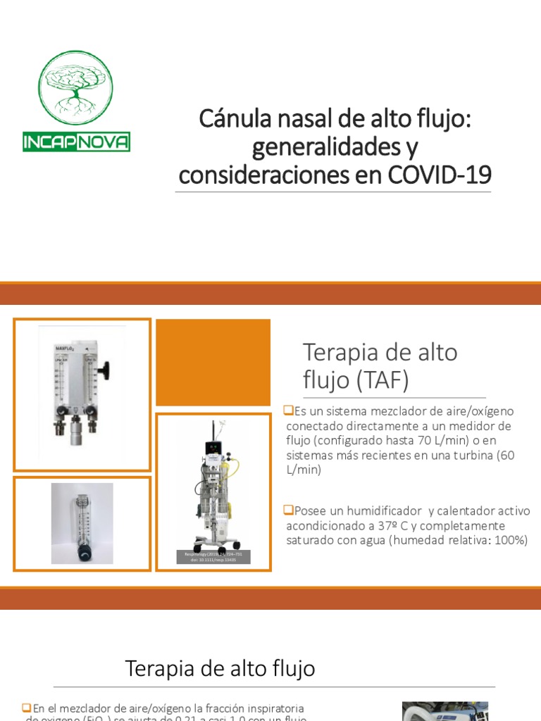 Canula Nasal Alto Flujo | PDF | Oxígeno | Sistema respiratorio