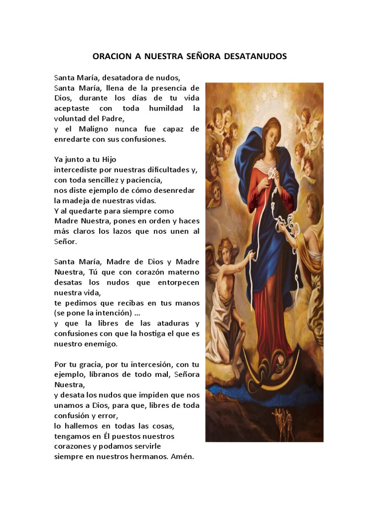 Oración A La Virgen Desatanudos Pdf María Madre De Jesús Oración