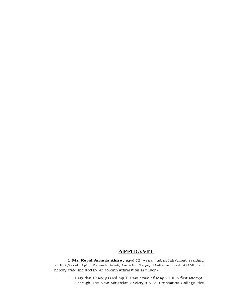 AFFIDAVIT For Gap Certificate | PDF