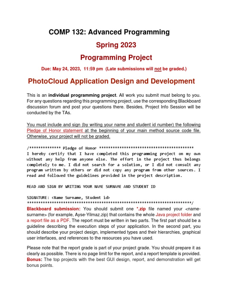 Programmingproject Spring2023 Pdf Java Programming Language Graphical User Interfaces