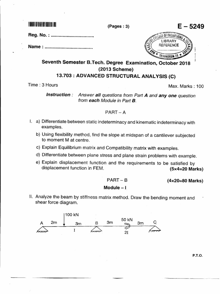 s7 B.tech Advanced Strctural Analysis SCH 2013 Oct 2018 | PDF