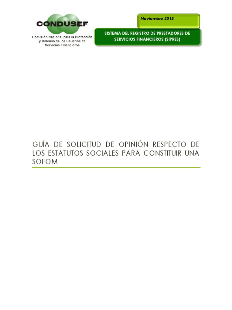 Guia Constitución SOFOM | PDF