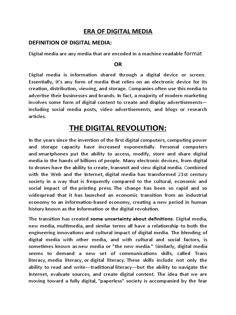 Understanding Digital Media Era | PDF | Social Science