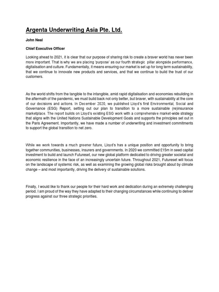 Argenta Underwriting Asia Pte. Ltd. | PDF