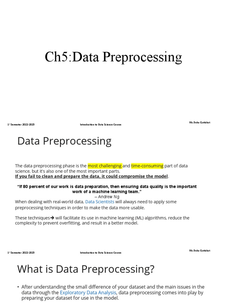 Ch5 5 Data Preprocessing | PDF | Machine Learning | Data
