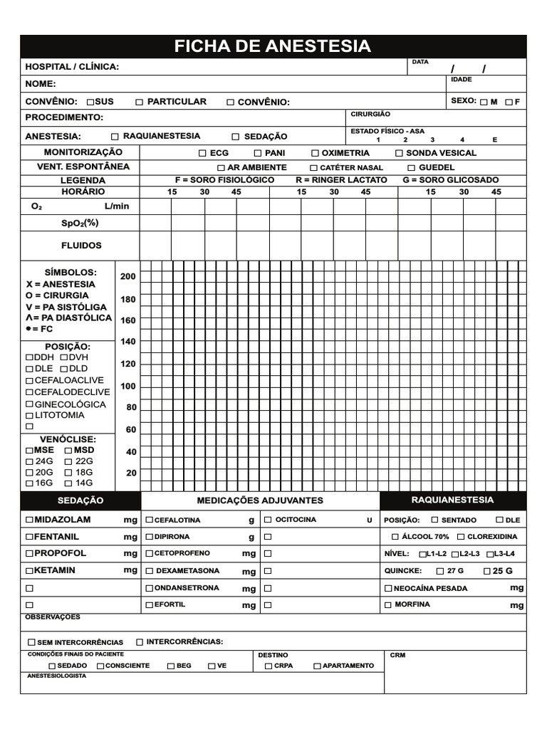 Registro de anestesia para procedimento cirúrgico | PDF