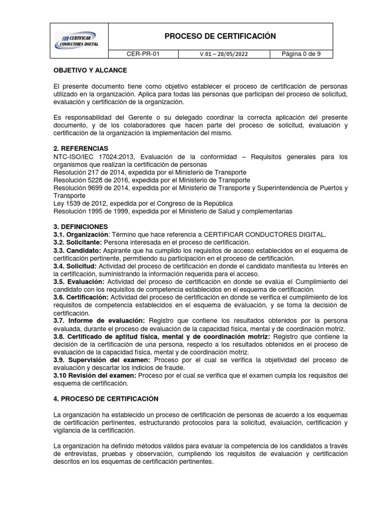 CER-PR-01 PR Certificacion v2 | PDF