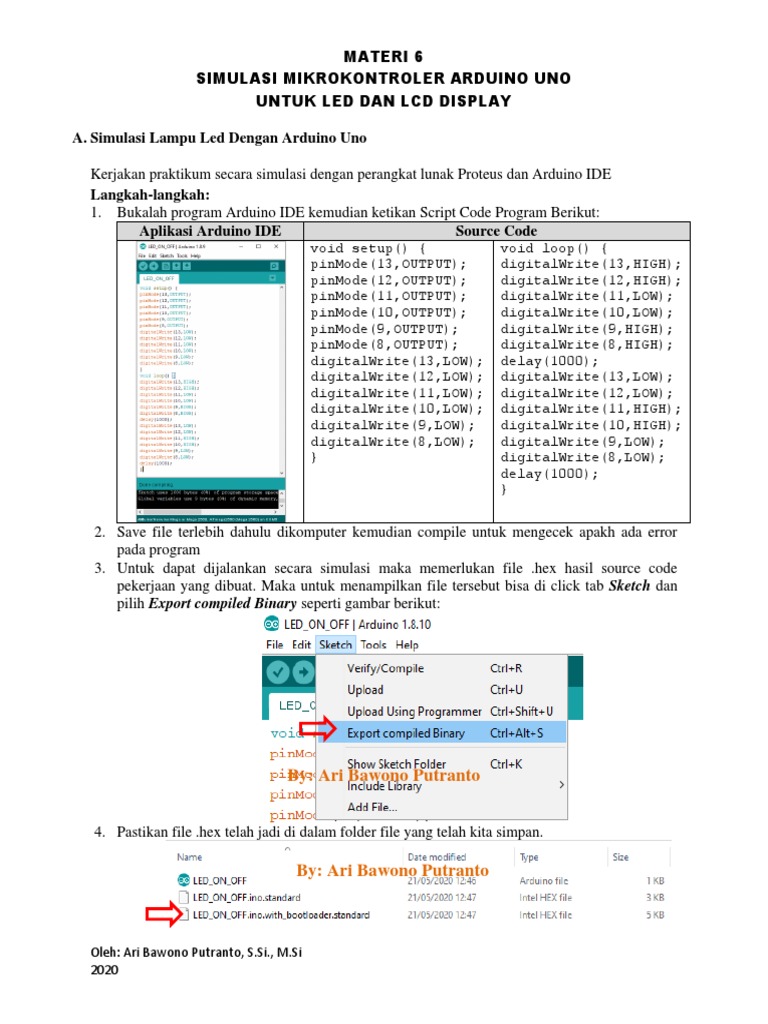 Materi 6. Simulasi Mikrokontroler Arduino Uno Untuk LED Dan LCD Display | PDF